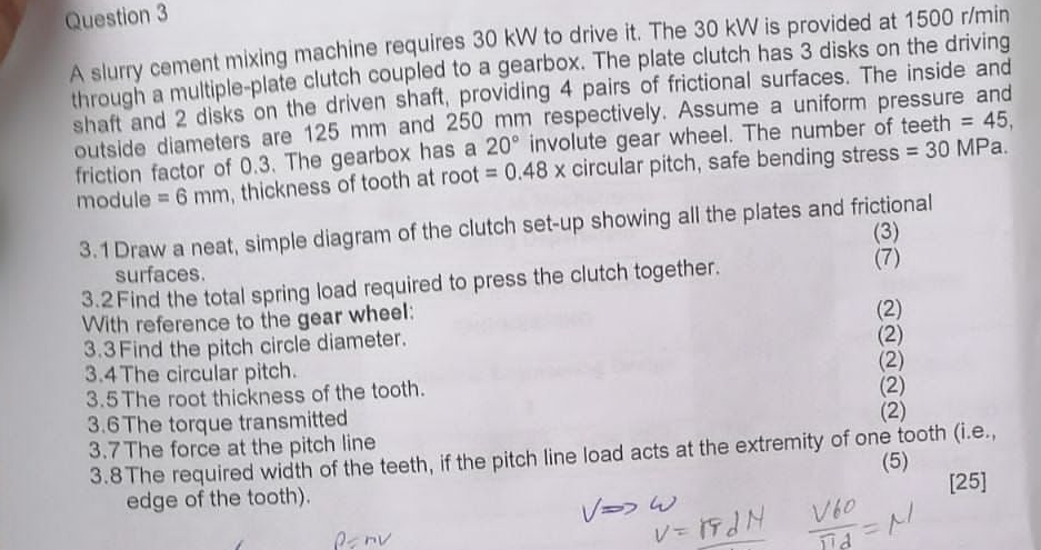 Solved Question 3A slurry cement mixing machine requires | Chegg.com