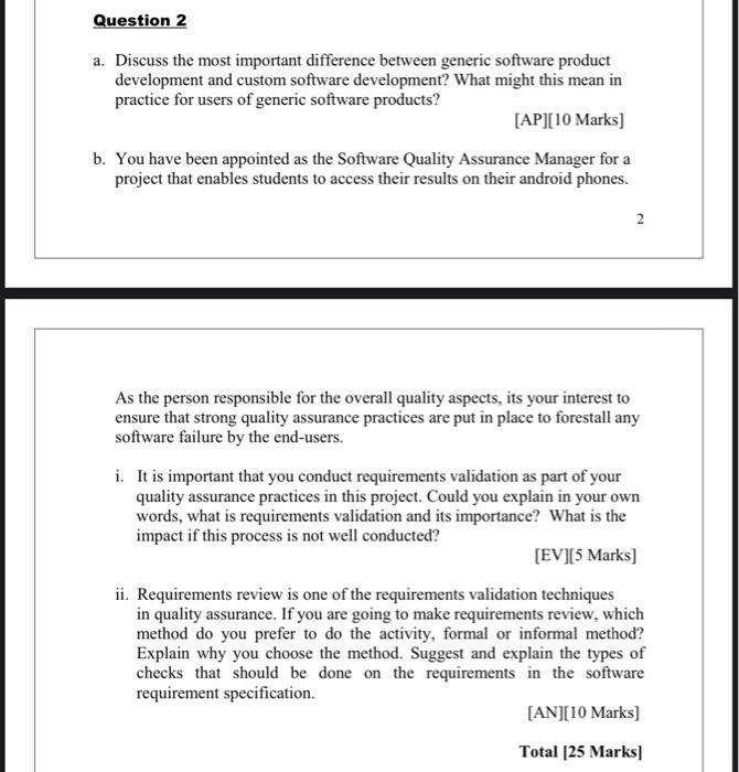 Solved Question 2 a. Discuss the most important difference | Chegg.com