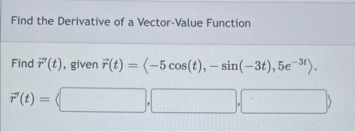 Solved Find the Derivative of a Vector-Value Function Find | Chegg.com