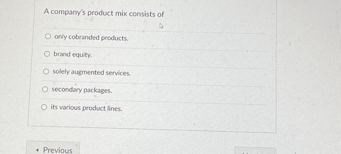 Solved A company's product mix consists of O only cobranded | Chegg.com
