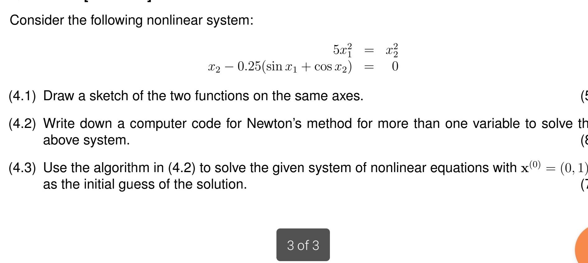 Solved Consider the following nonlinear system: = 5x7 X2 – | Chegg.com