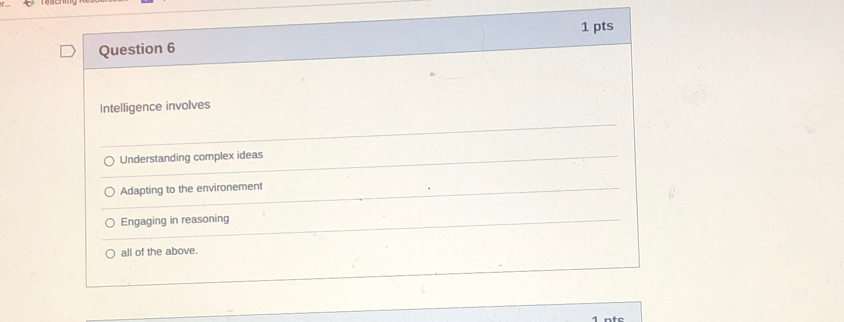 Solved Question 61 ﻿ptsIntelligence involvesUnderstanding | Chegg.com