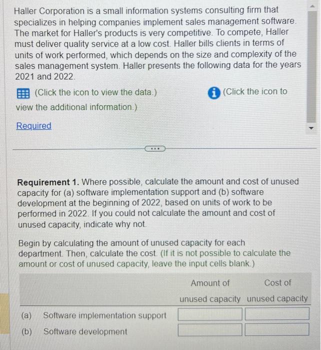 Solved Haller Corporation is a small information systems | Chegg.com