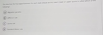 Solved The idea that the final apportionment for each state | Chegg.com