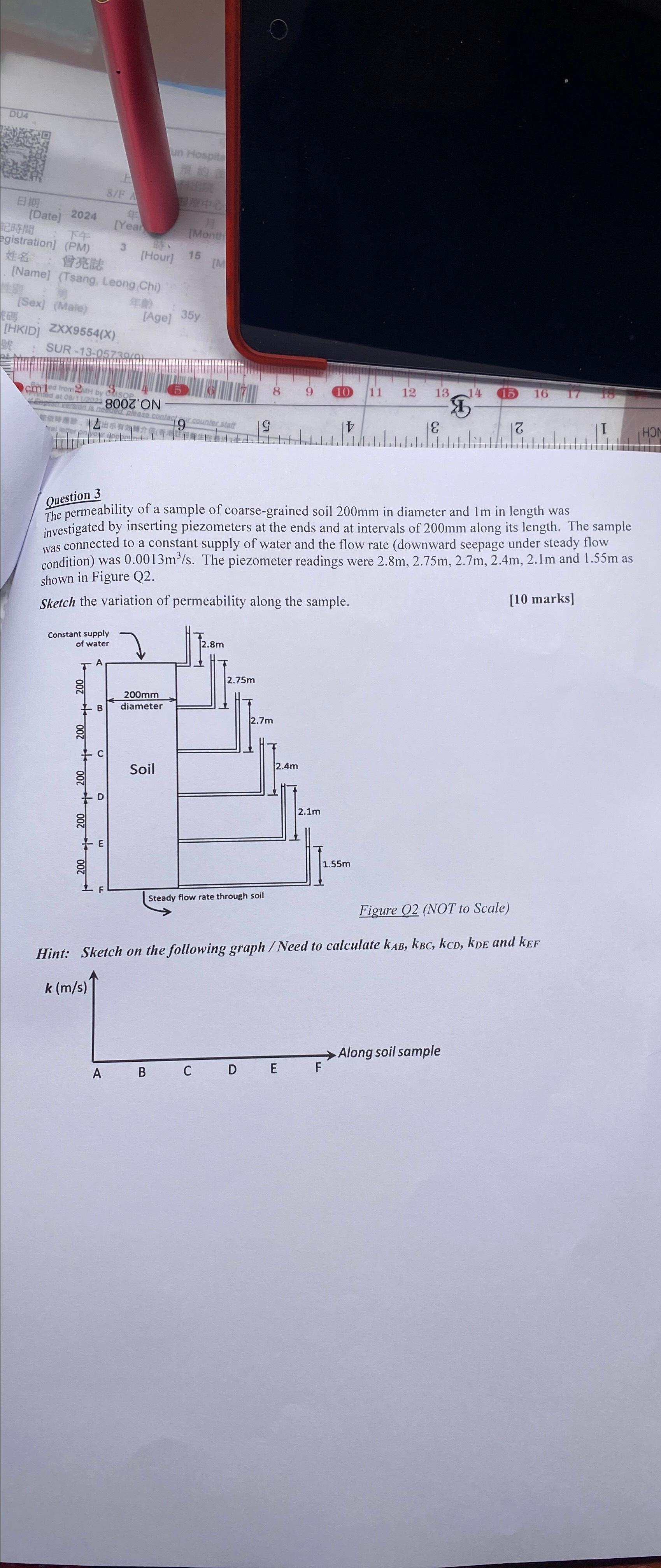 Solved Question 3The permeability of a sample of | Chegg.com