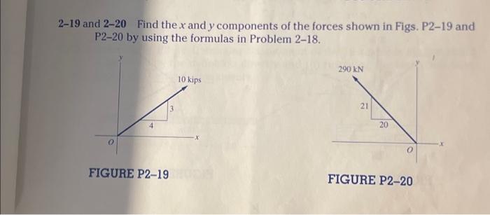 Solved 2-19 and 2-20 Find the x and y components of the | Chegg.com
