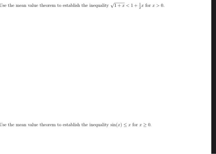 Solved Use the mean value theorem to establish the | Chegg.com