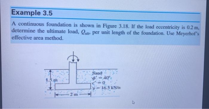Solved Example 3.5 A continuous foundation is shown in | Chegg.com