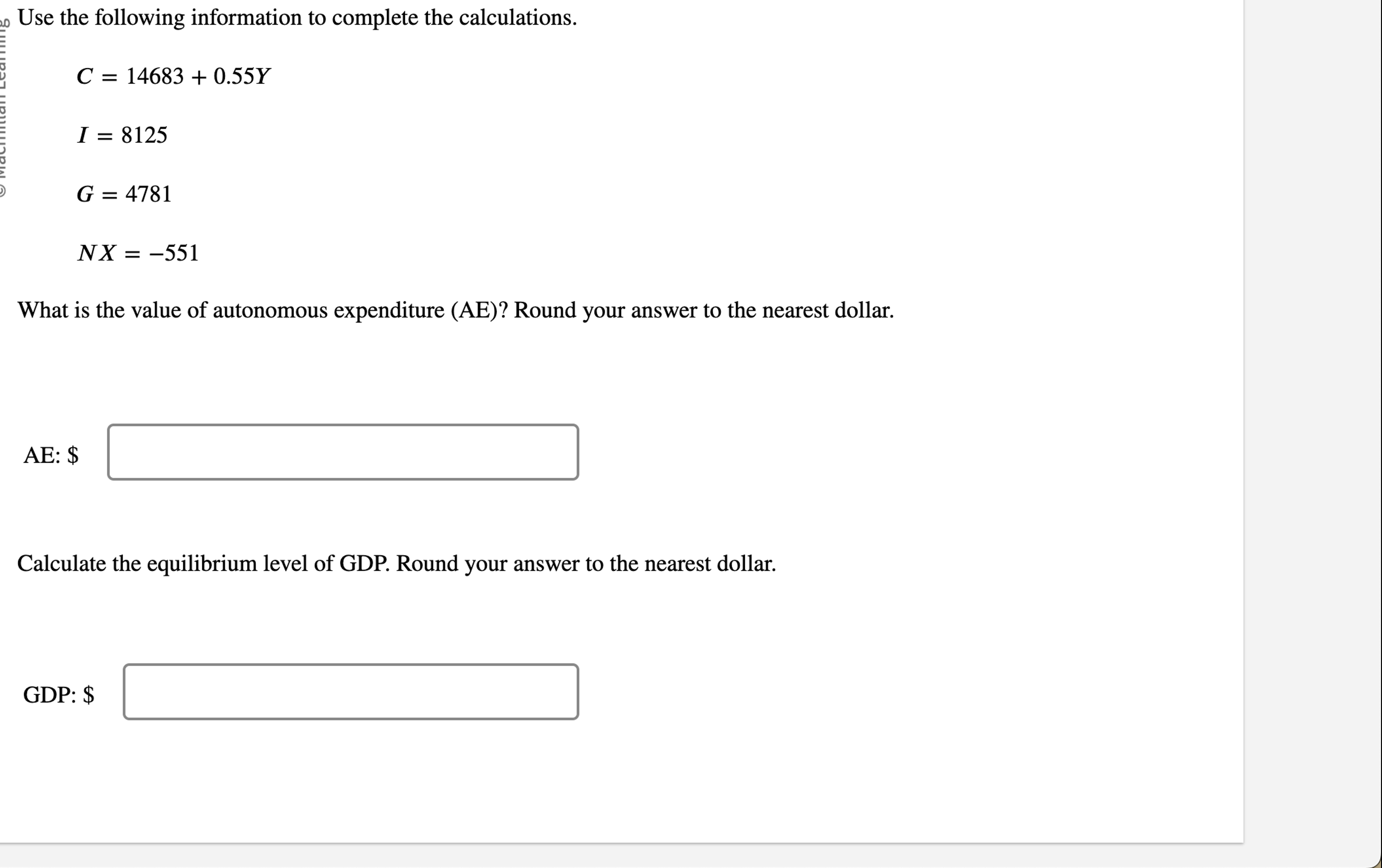Solved Use the following information to complete the | Chegg.com