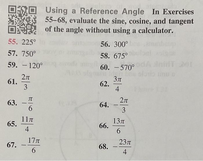 Solved Using a Reference Angle In Exercises 55-68, evaluate | Chegg.com
