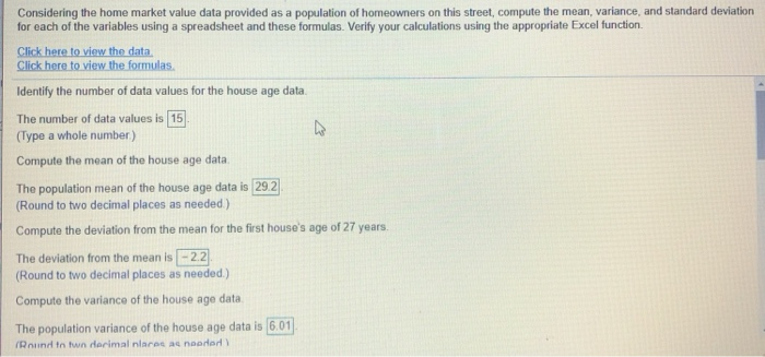 Solved Considering the home market value data provided as a | Chegg.com