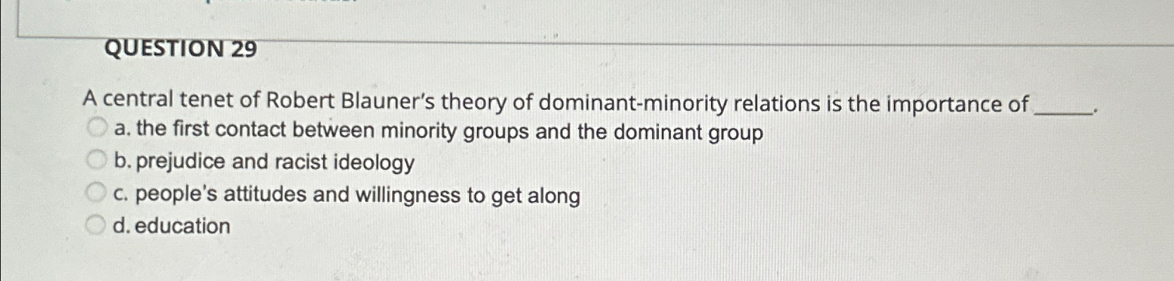 Solved QUESTION 29A central tenet of Robert Blauner's theory | Chegg.com