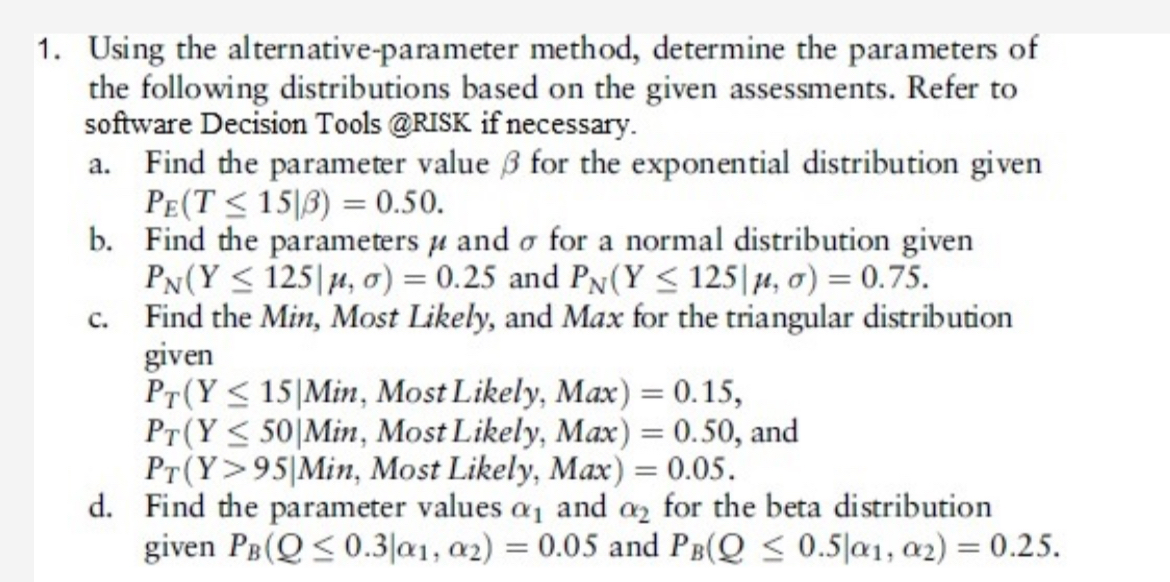 Solved Using the alternative-parameter method, determine the | Chegg.com