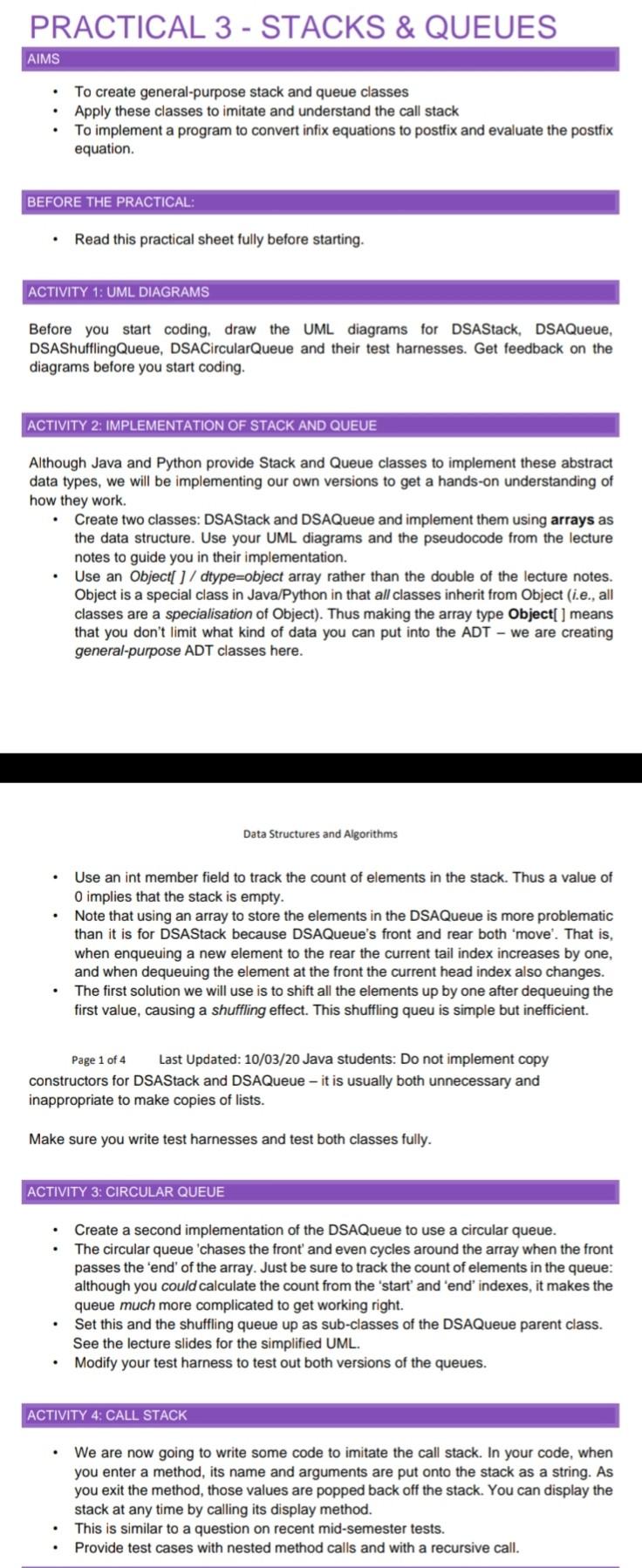 Solved PRACTICAL 3 - STACKS & QUEUES AIMS To create | Chegg.com