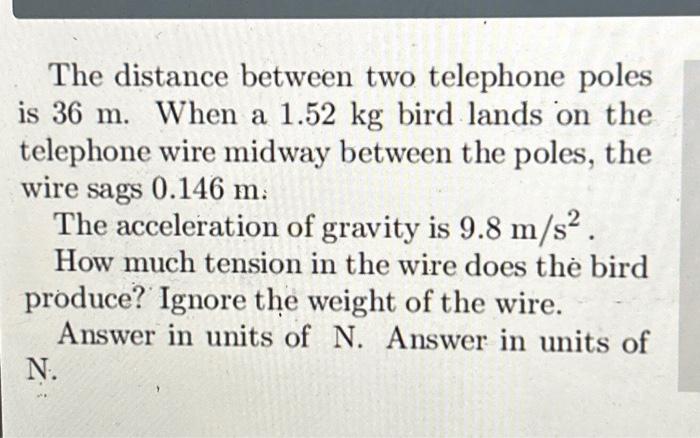 Solved The distance between two telephone poles is 36 m. | Chegg.com