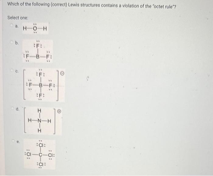 Solved Which of the following (correct) Lewis structures | Chegg.com