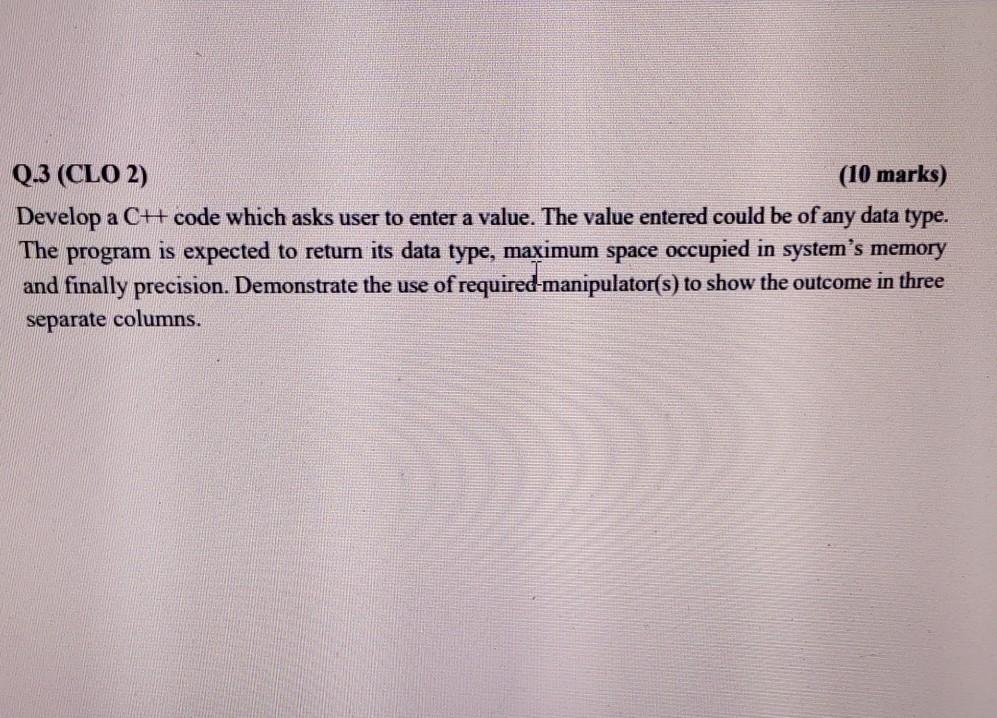 Solved Q.3 (CLO2) (10 marks) Develop a CH code which asks | Chegg.com