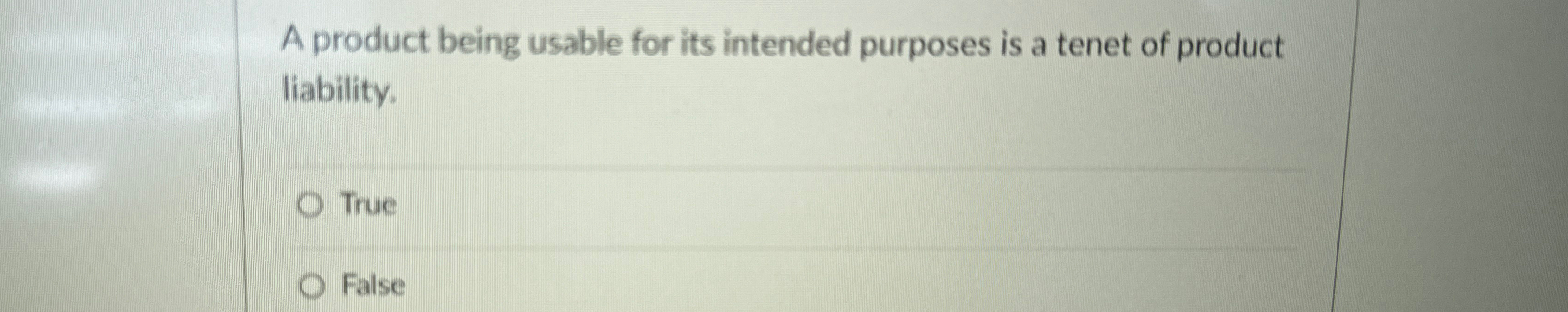 Solved A product being usable for its intended purposes is a | Chegg.com