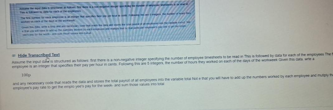 Solved Hide Transcribed TextAssume the input datid is | Chegg.com