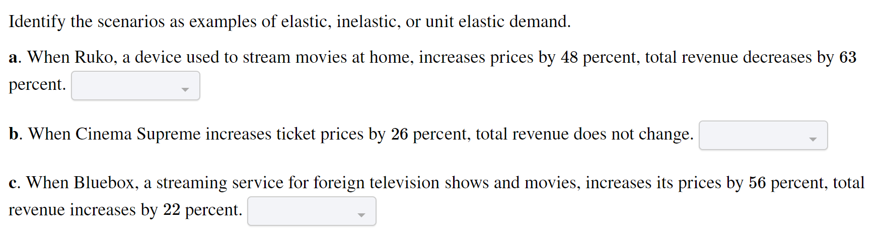 Solved Identify the scenarios as examples of elastic, | Chegg.com
