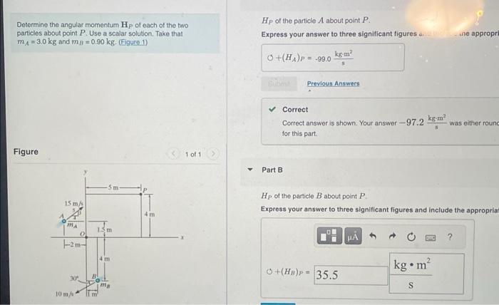 Solved Determine the angular momentum Hp of each of the two | Chegg.com