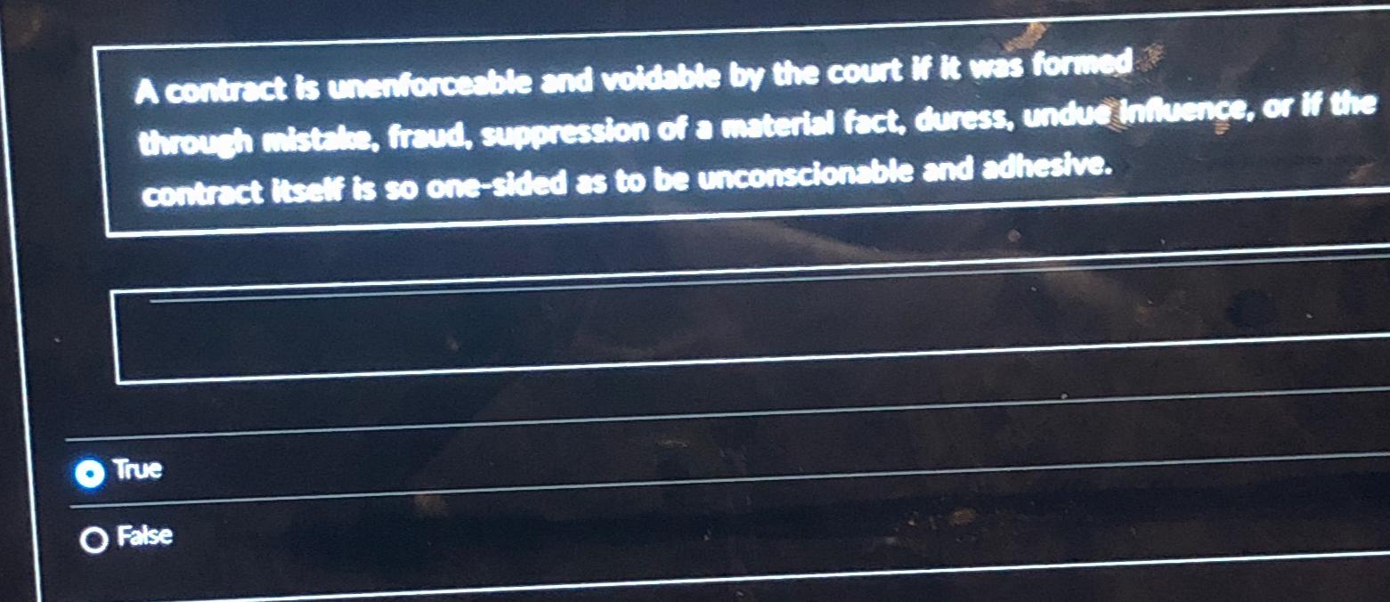 Solved contract thestif is so one-sided as to be | Chegg.com