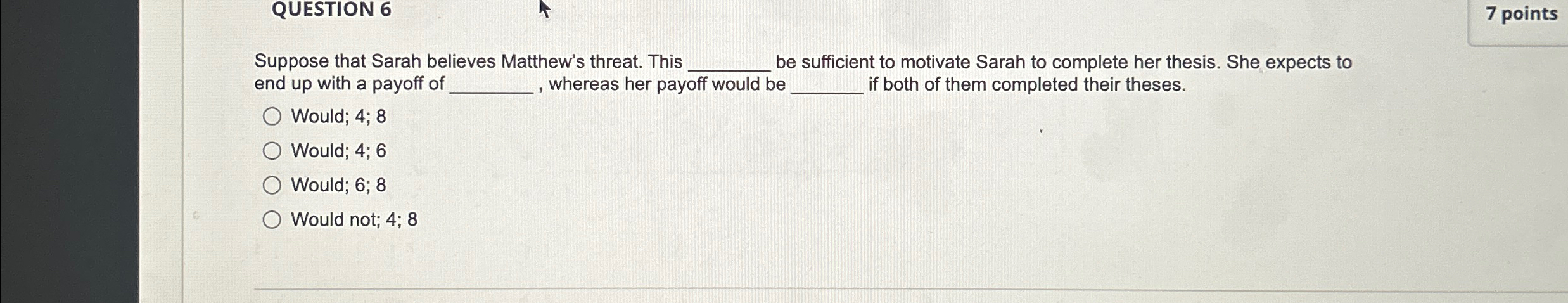 Solved QUESTION 6Suppose that Sarah believes Matthew's | Chegg.com Solved QUESTION 6Suppose that Sarah believes Matthew's | Chegg.com