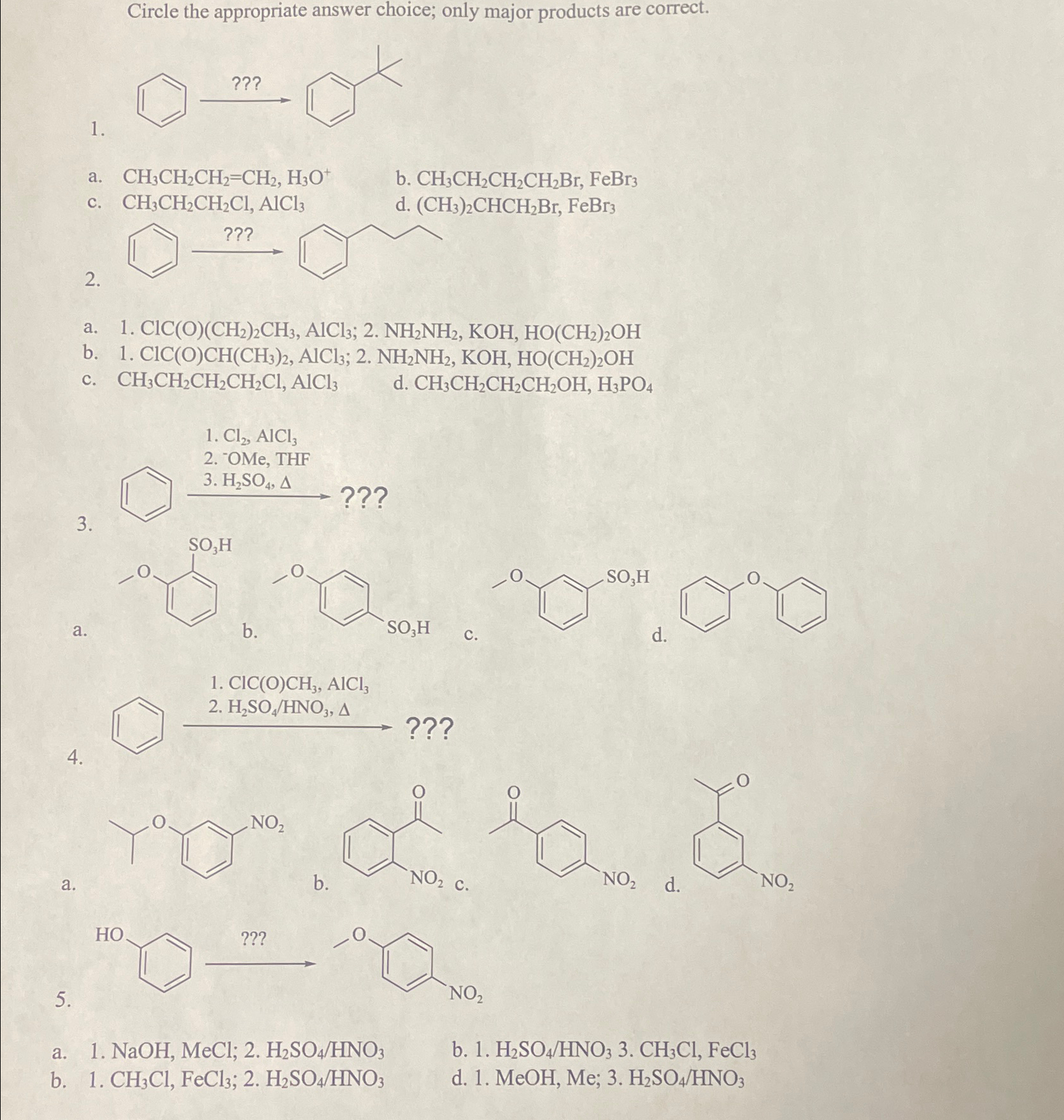 Solved Circle the appropriate answer choice; only major | Chegg.com