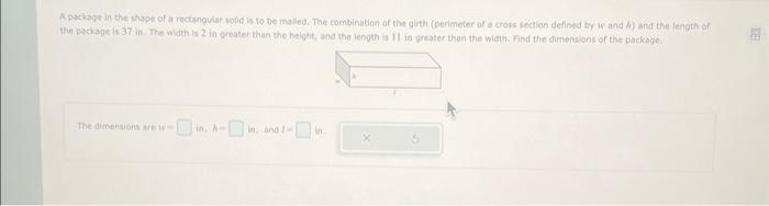 Solved A package in the shape of a rectangular solid is to | Chegg.com