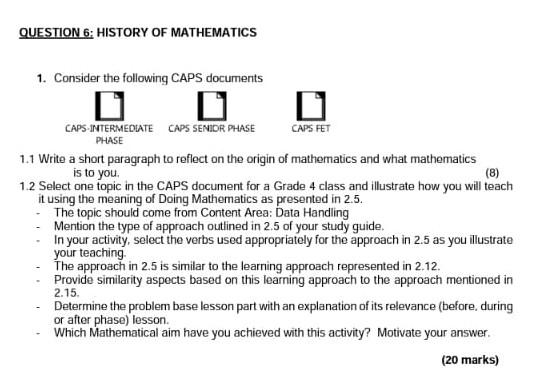Solved Question 2: Approaches to teaching mathematics and | Chegg.com