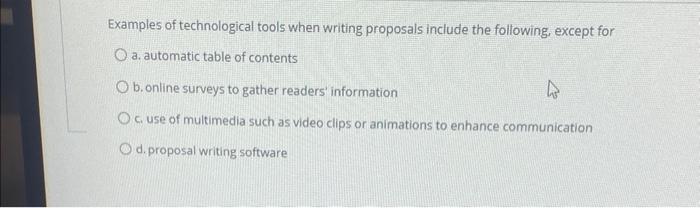 Solved Examples of technological tools when writing | Chegg.com