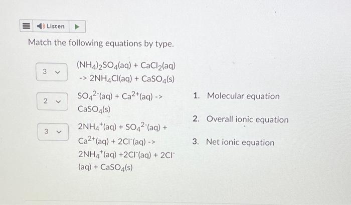 Solved Match the following equations by type. | Chegg.com