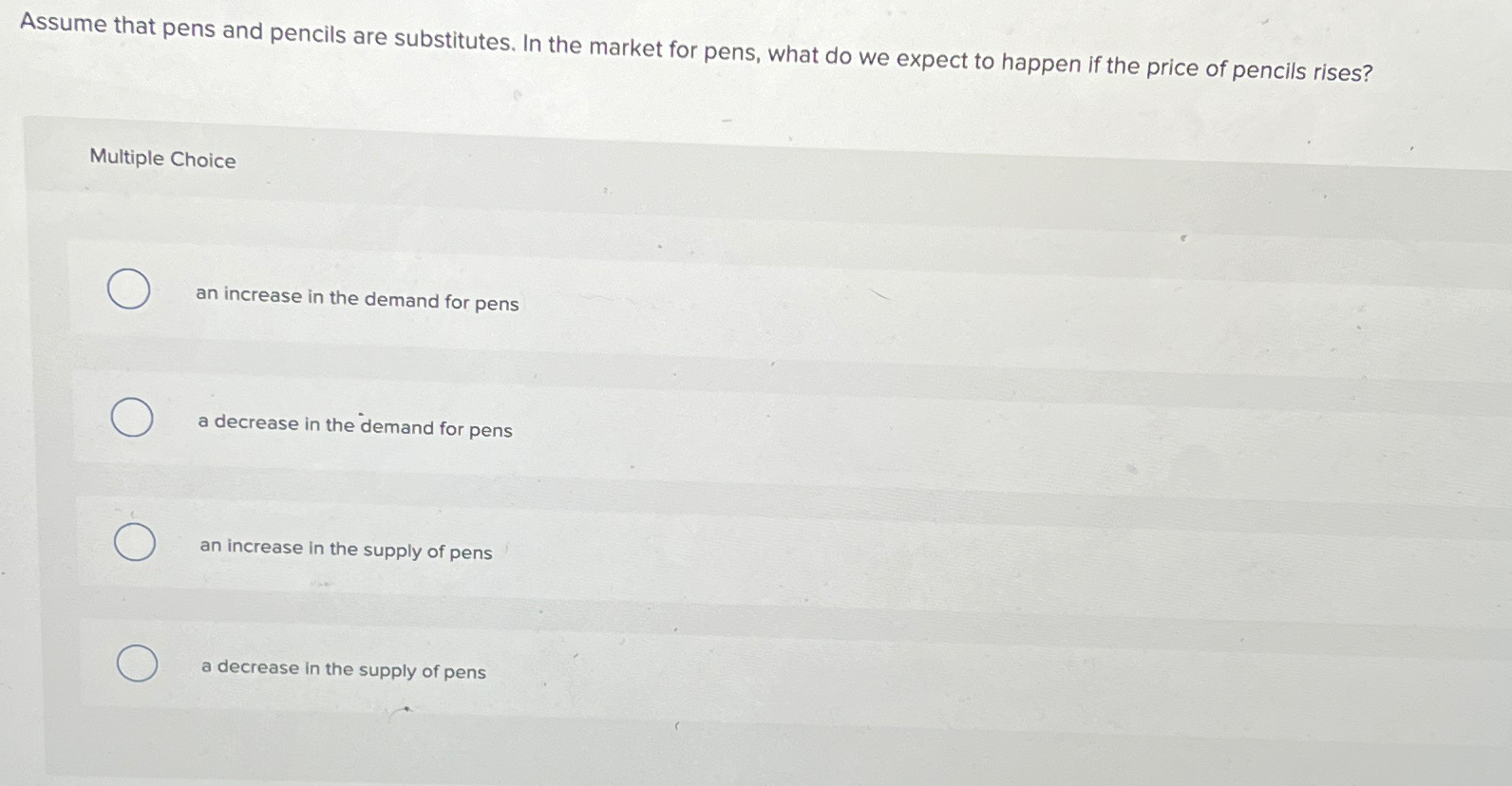 Solved Assume that pens and pencils are substitutes. In the | Chegg.com