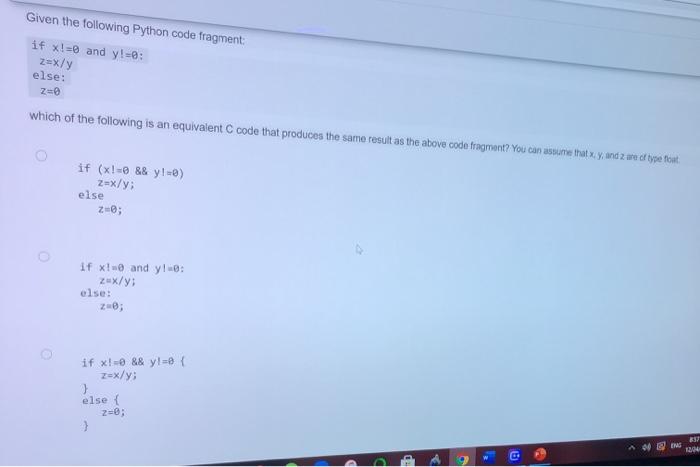 Solved Given The Following Python Code Fragment If X0 And