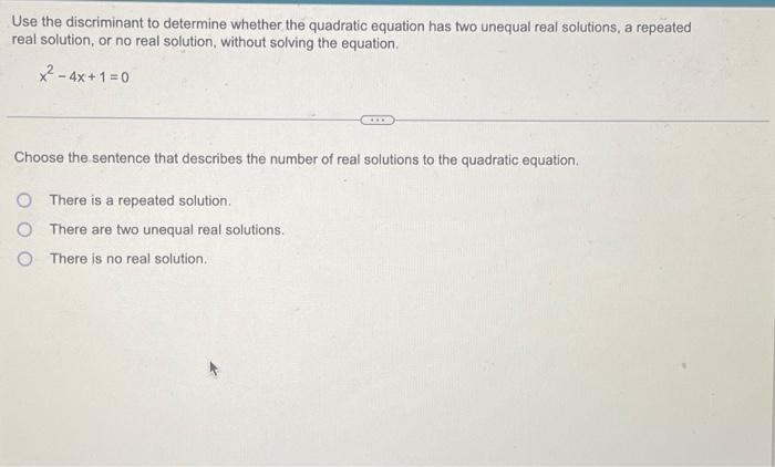 Solved Use the discriminant to determine whether the | Chegg.com