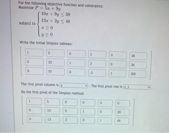 Solved For the following objective function and constraints: | Chegg.com
