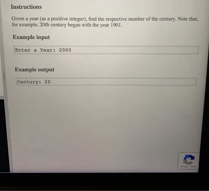 Solved Instructions Given a year (as a positive integer), | Chegg.com