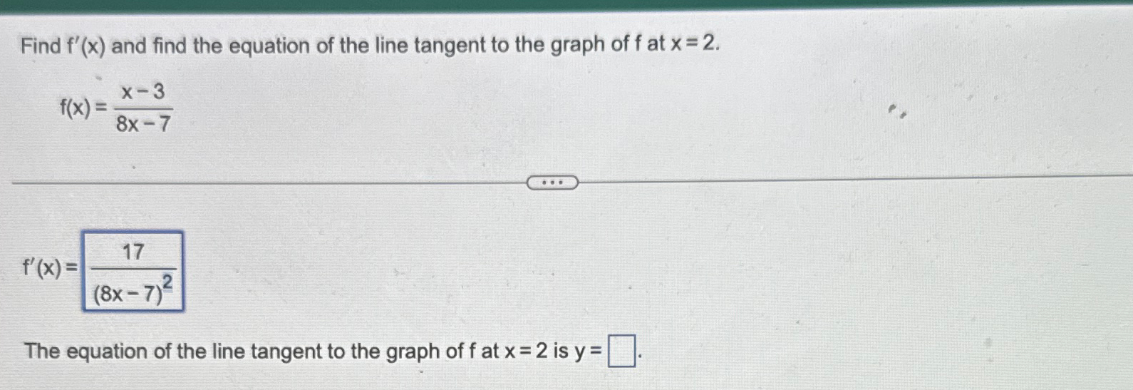 Solved Find f'(x) ﻿and find the equation of the line tangent | Chegg.com