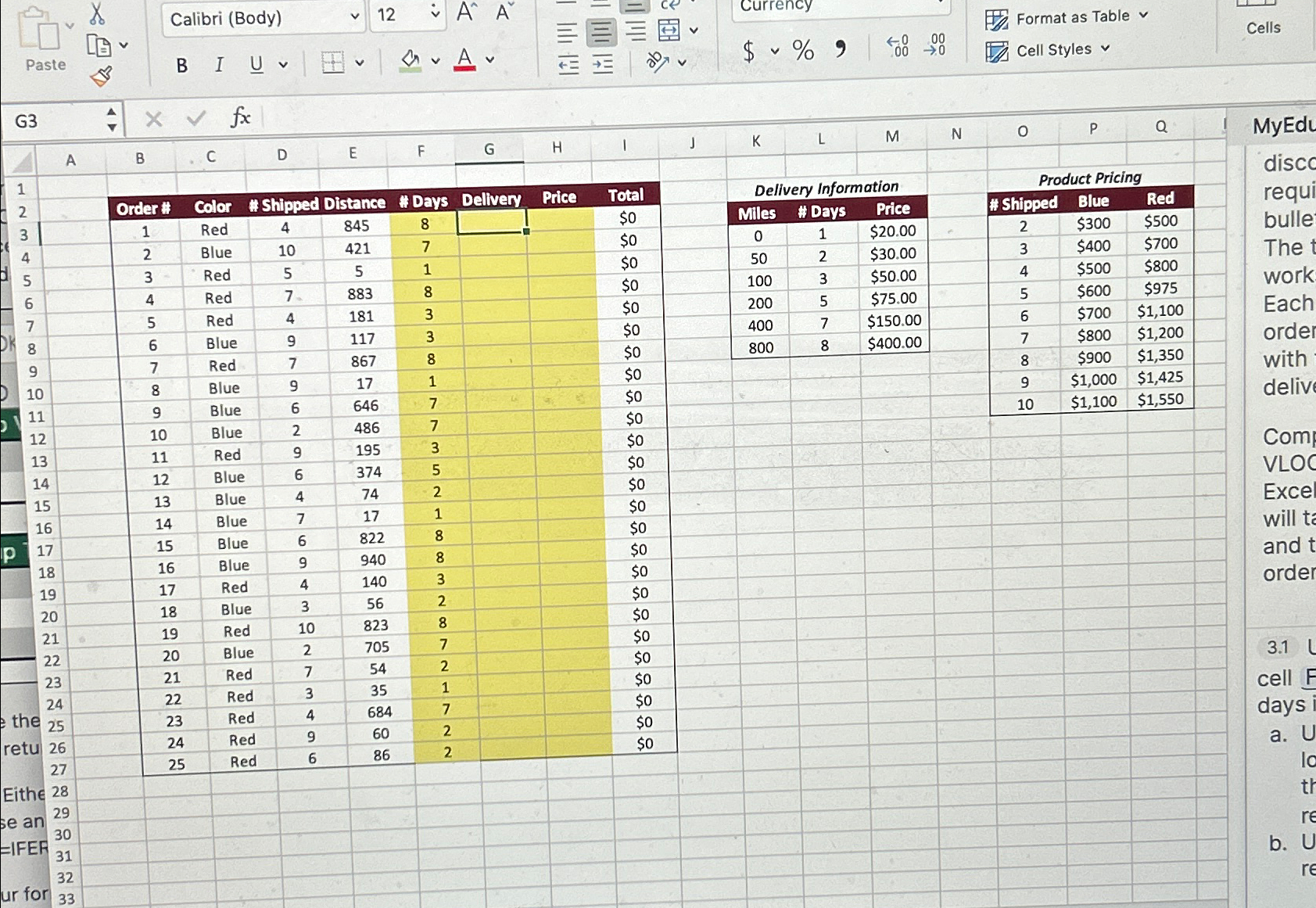 Solved 3.1 ﻿Use the VLOOKUP function in cell F3. ﻿to | Chegg.com