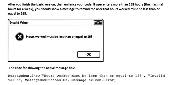 Solved Create a VB GUI application "WageCalculator" to solve | Chegg.com