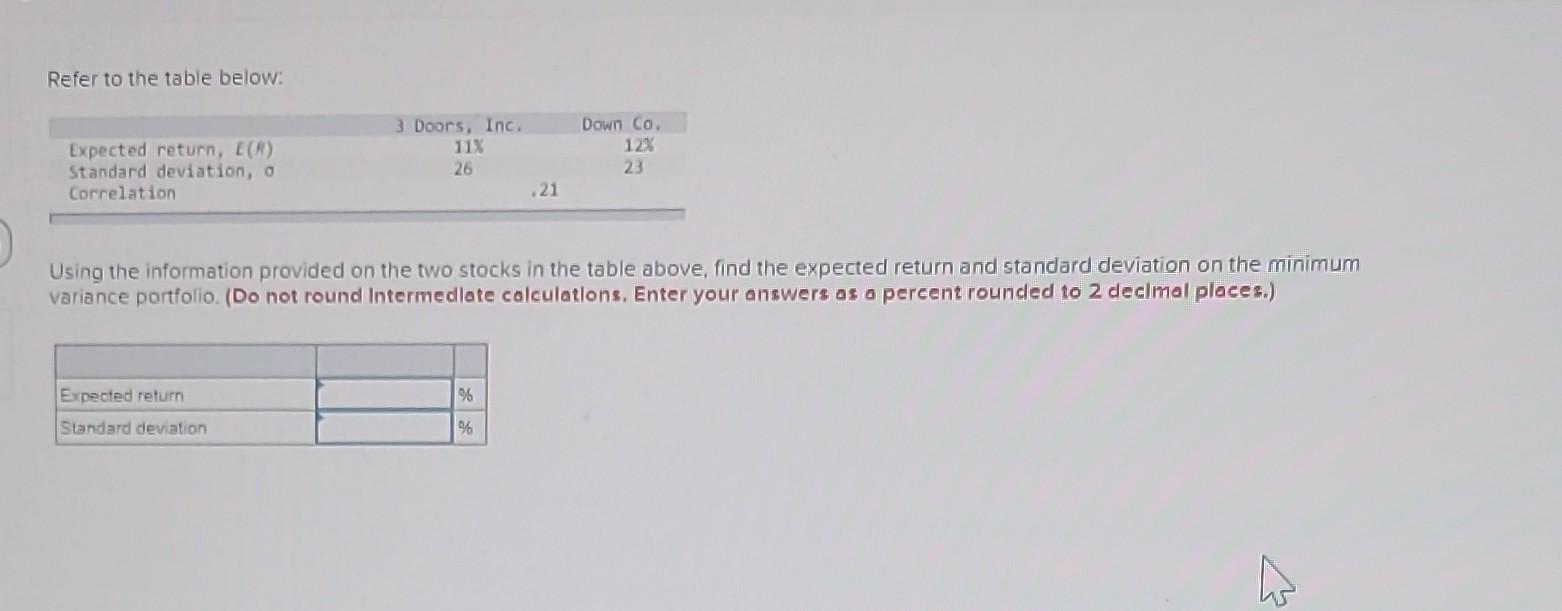 Solved Refer to the table below: Using the information | Chegg.com
