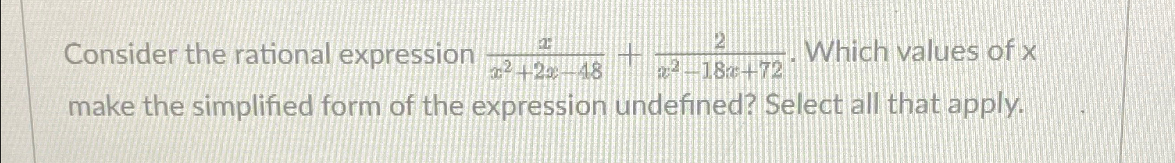Solved Consider the rational expression | Chegg.com