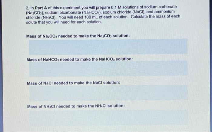 Solved 0.1 M sodium carbonate solution (Na2CO3) solution | Chegg.com