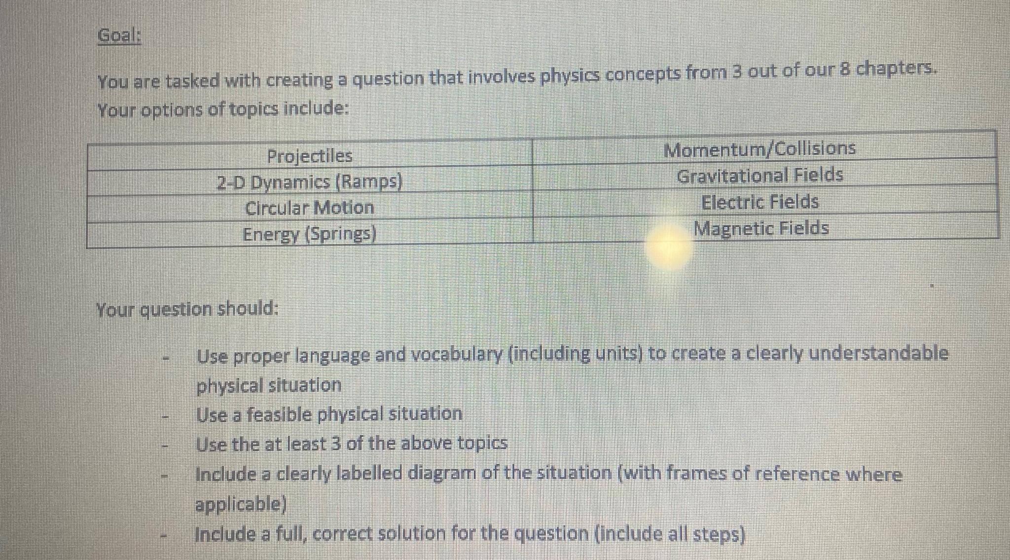 Solved Goal:You are tasked with creating a question that | Chegg.com