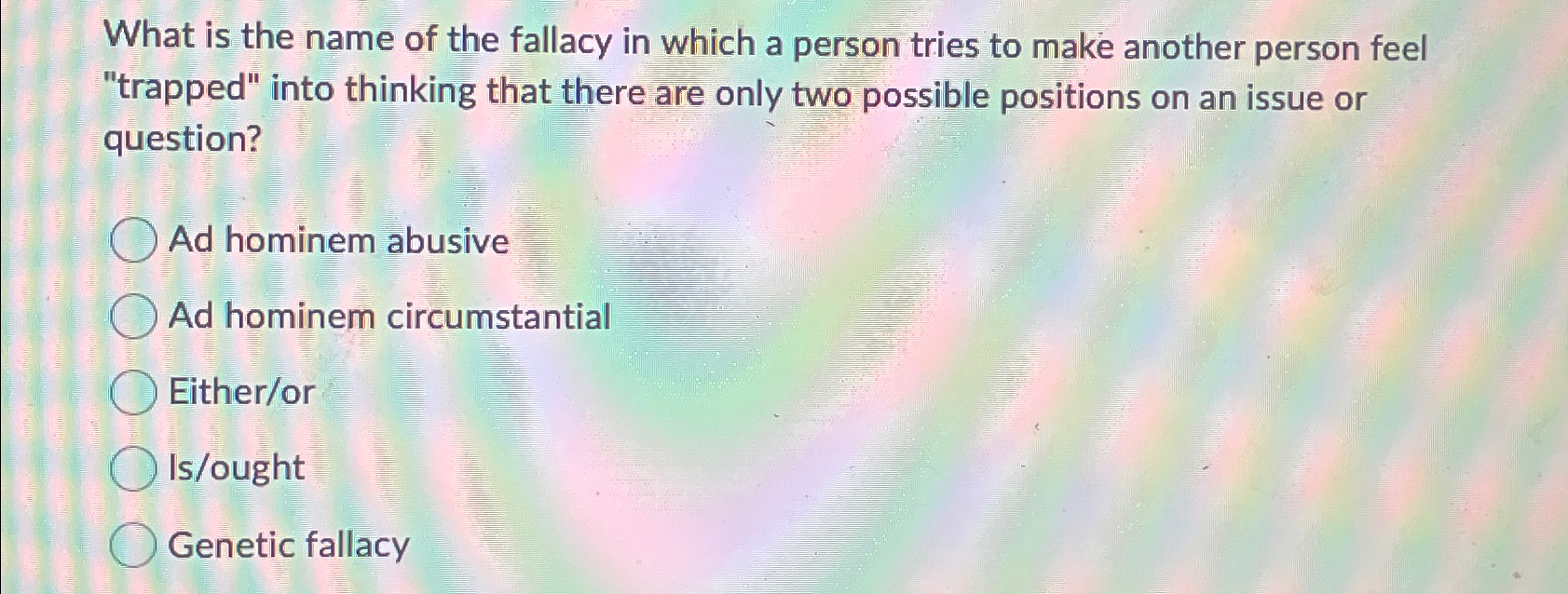 Solved What is the name of the fallacy in which a person | Chegg.com