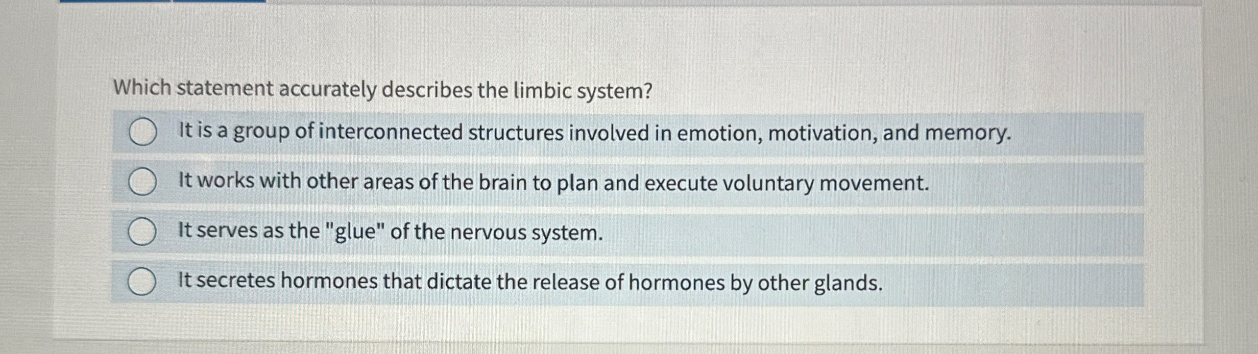 Solved Which statement accurately describes the limbic | Chegg.com