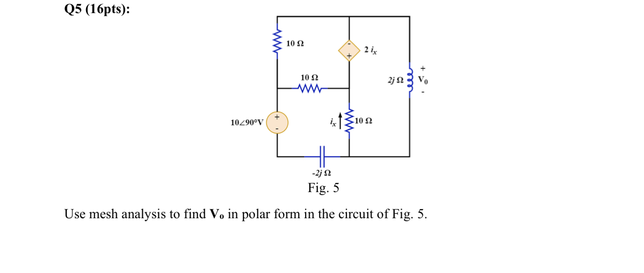 Solved Use *mesh analysis* ﻿to find V0 ﻿in polar form in the | Chegg.com