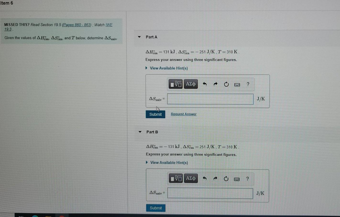 Solved Find delta S universe for all examples. I would very | Chegg.com