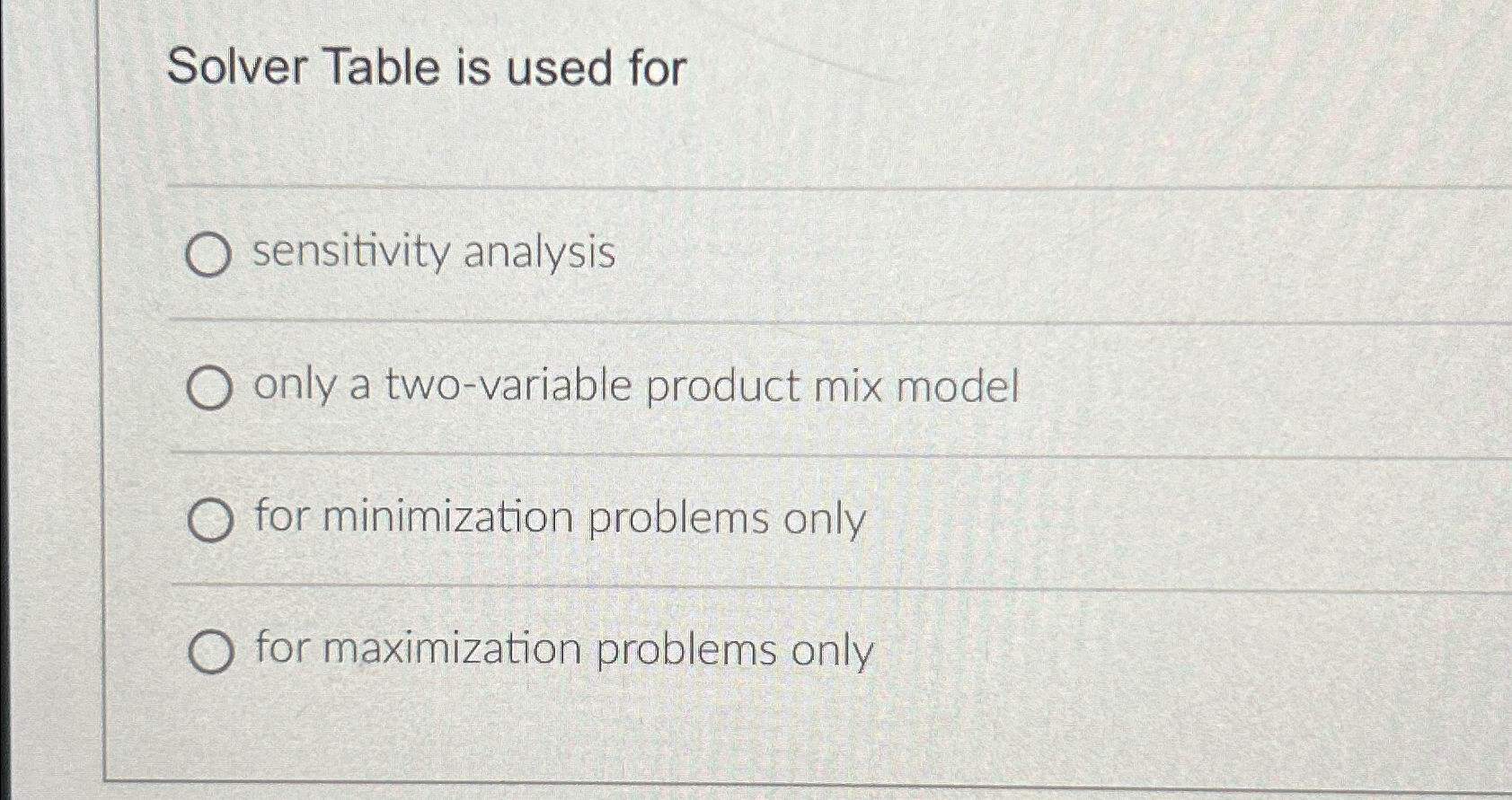 Solved Solver Table is used forsensitivity analysisonly a | Chegg.com