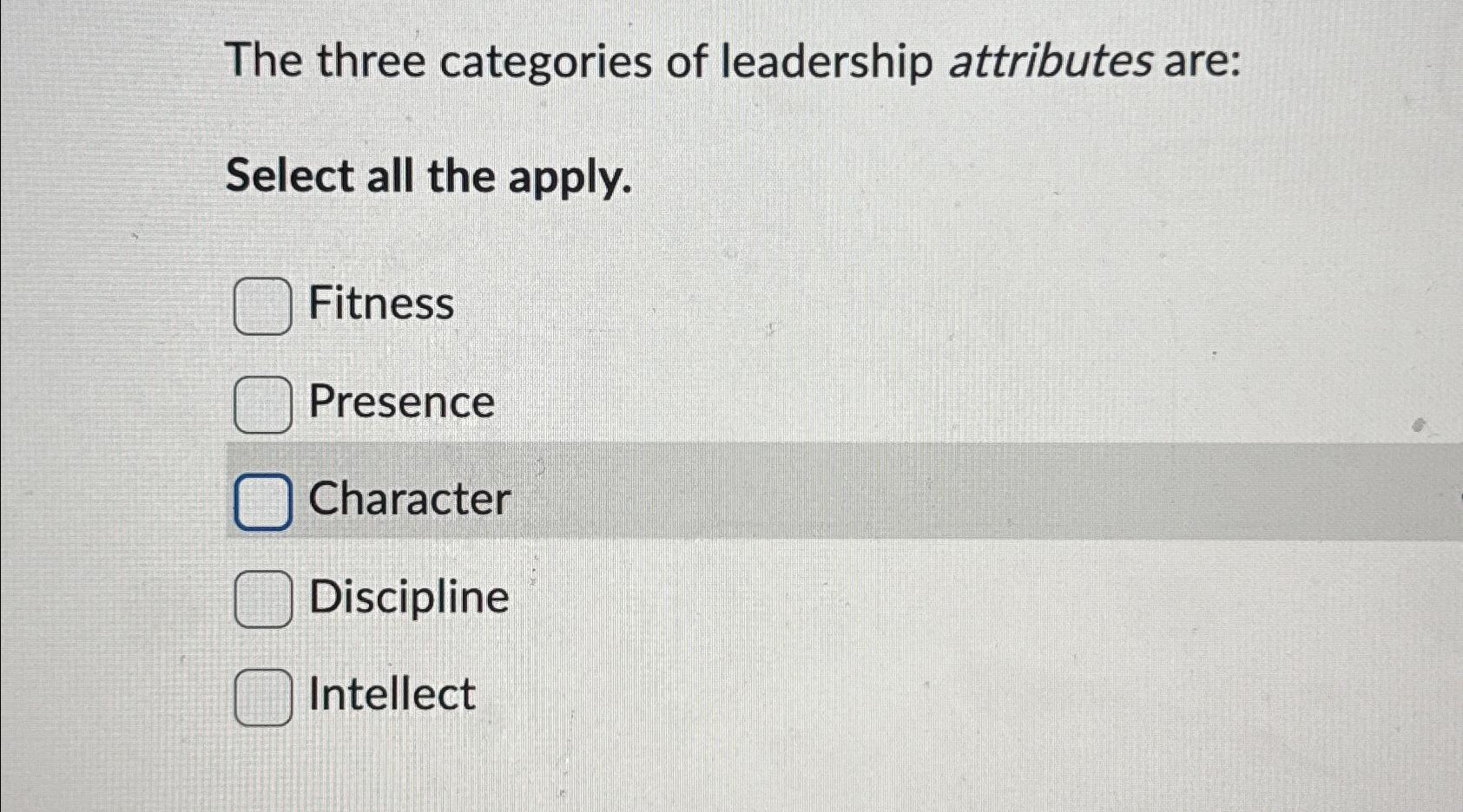 Solved The three categories of leadership attributes | Chegg.com